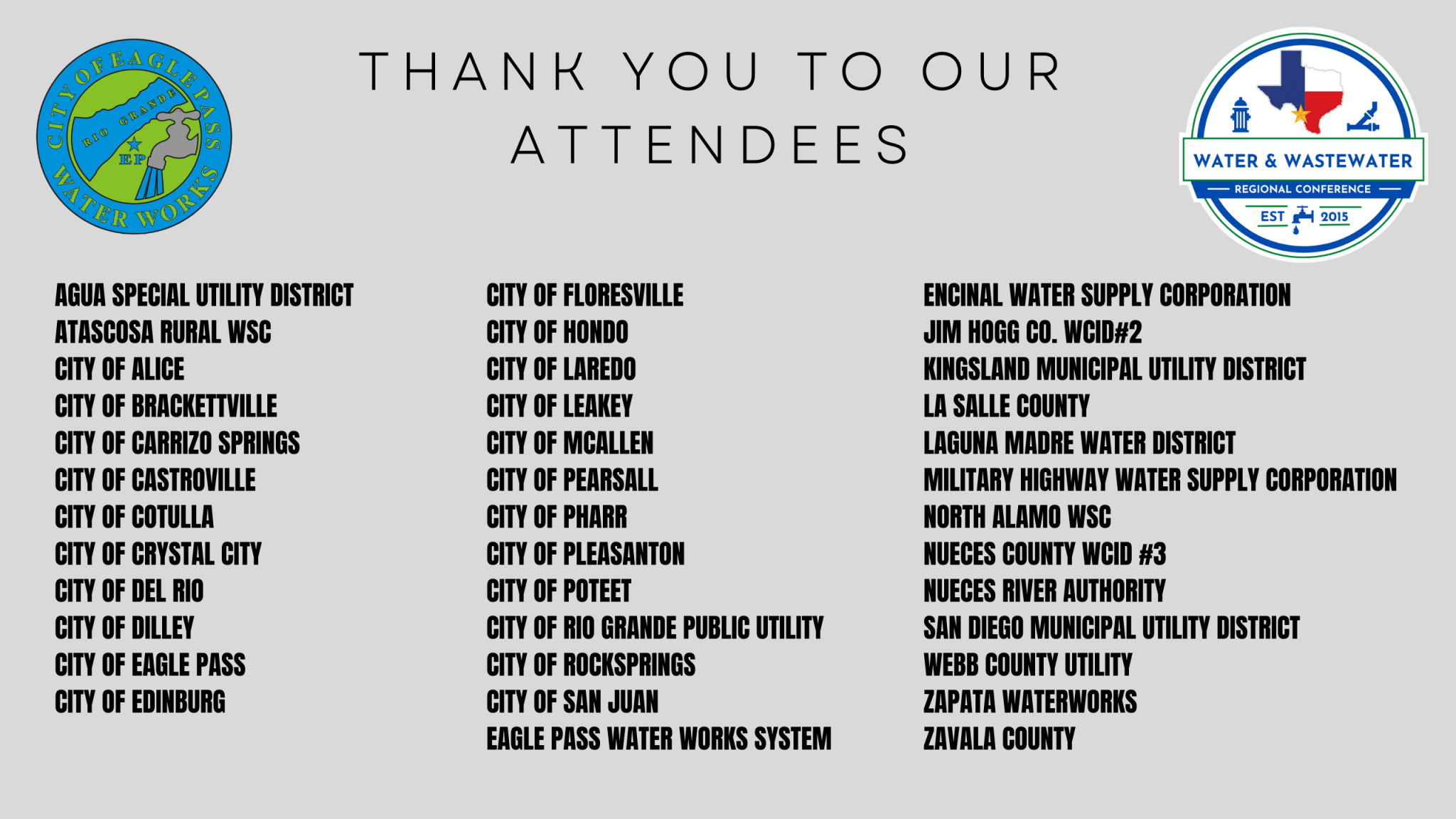 Water & Wastewater Regional Conference – February 19-21, 2025 Eagle Pass, TX